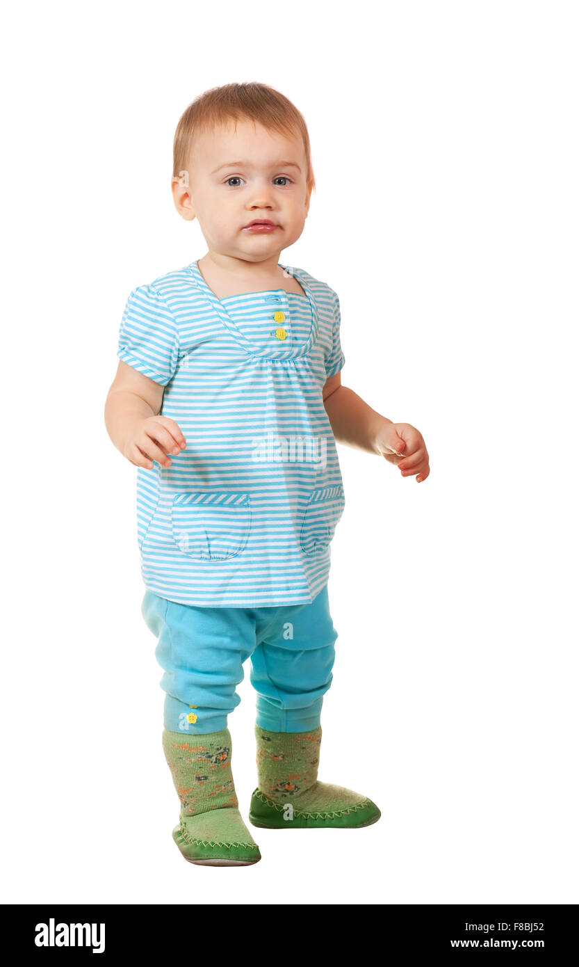 Year-old child standing over white background Stock Photo - Alamy