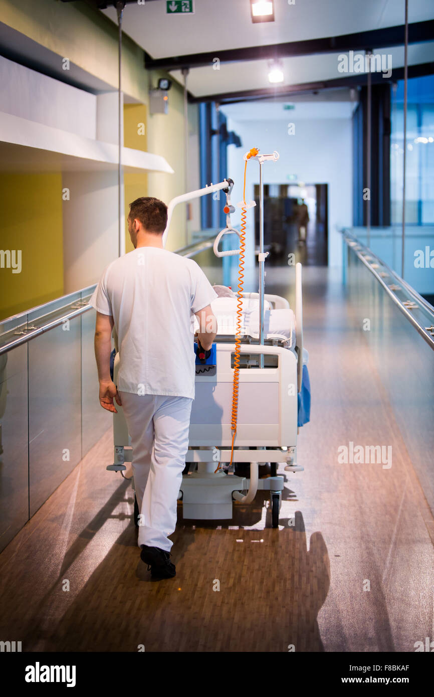 Stretchers in the corridors at hospital Stock Photo - Alamy