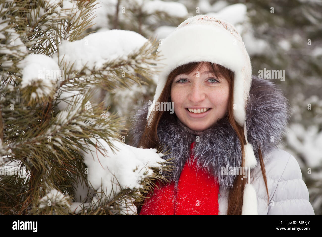 Outdoor winter portrait of girl in wintry clothes Stock Photo - Alamy