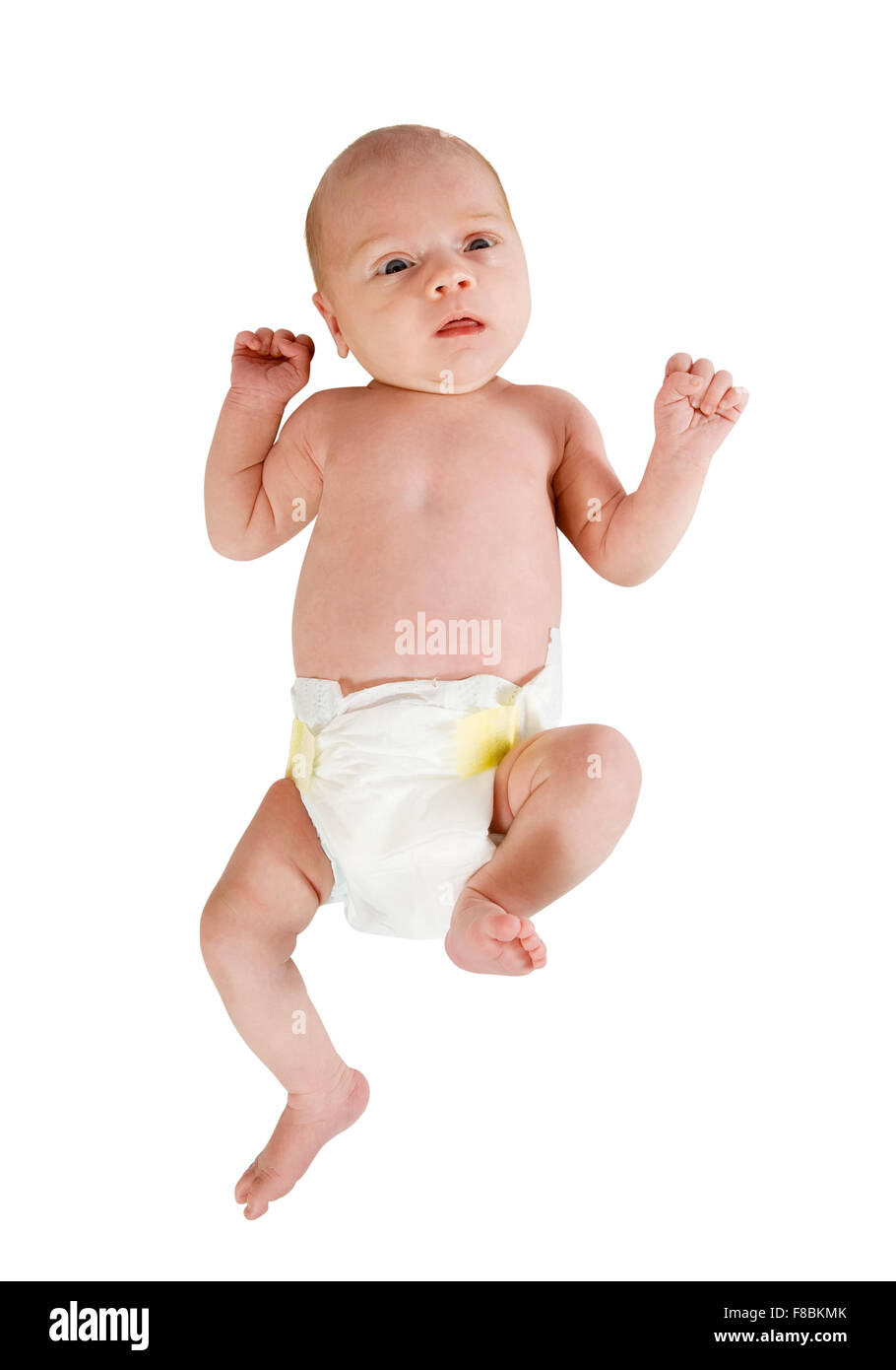 Little baby in nappy over white background Stock Photo - Alamy