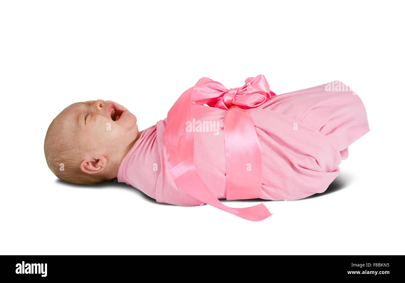 newborn baby girl. Isolated over white background Stock Photo - Alamy