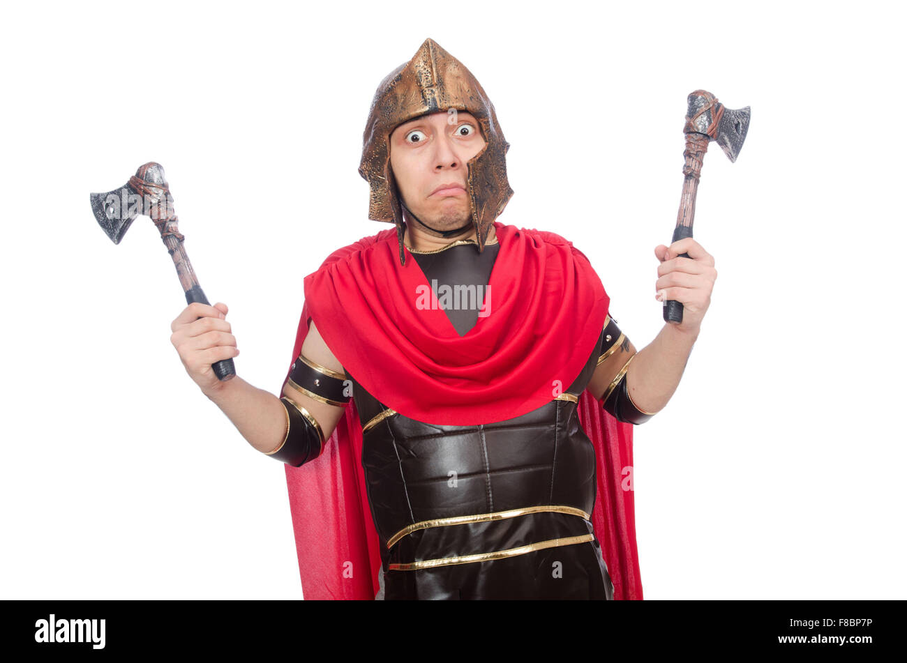 Gladiator with ax isolated on white Stock Photo - Alamy