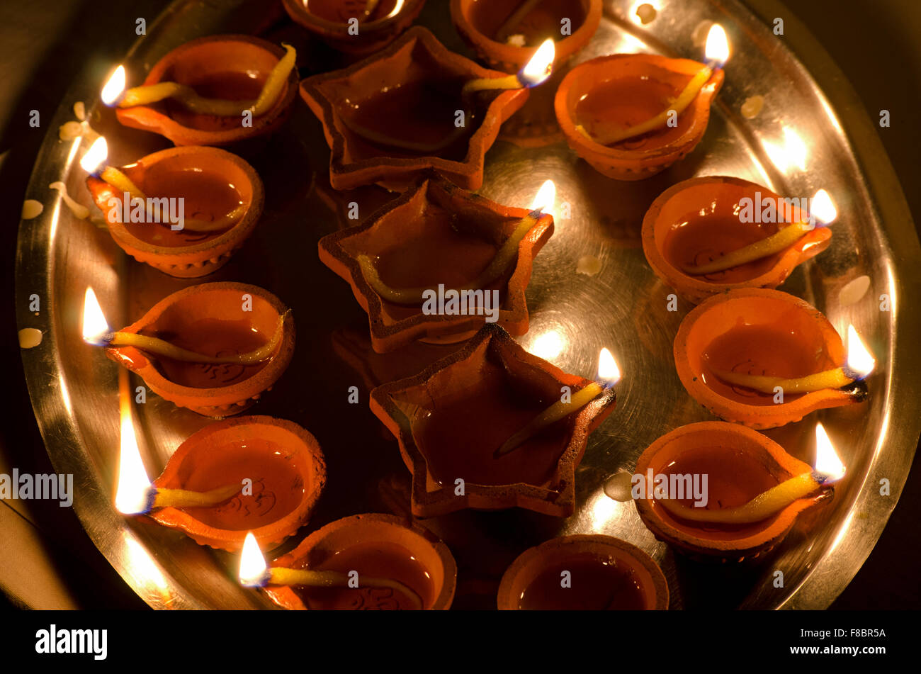 Lamps lit for Diwali Puja, an important Hindu festival, which ...