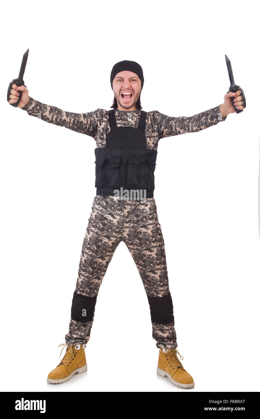 Young man in military uniform isolated on white Stock Photo - Alamy