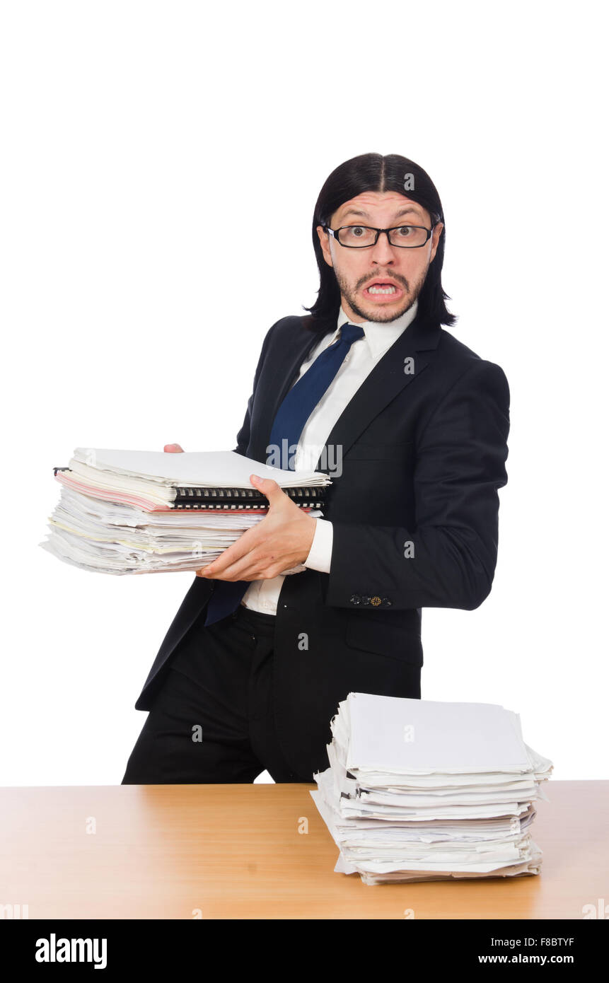 Businessman overwhelmed and stressed from paperwork Stock Photo - Alamy