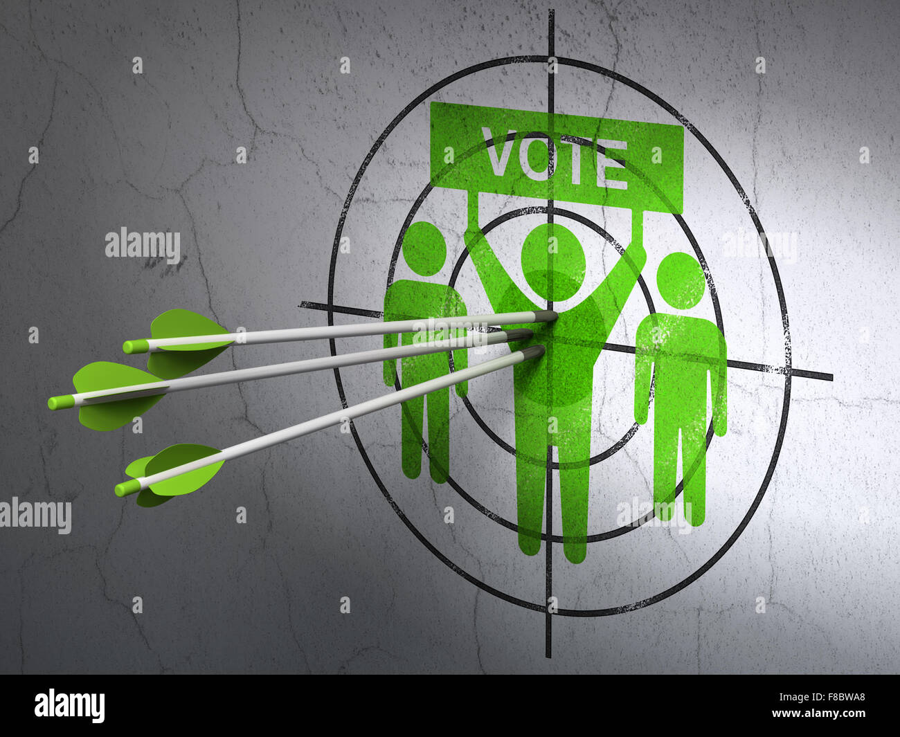 Politics concept: arrows in Election Campaign target on wall background ...