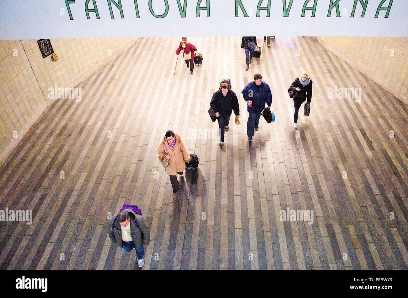 The subway below the beautiful, old main line train station of Praha ...