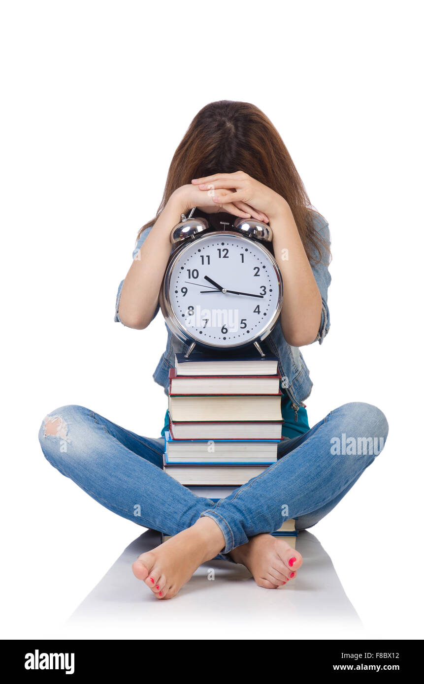 Student girl trying to meet her studying deadlines Stock Photo - Alamy