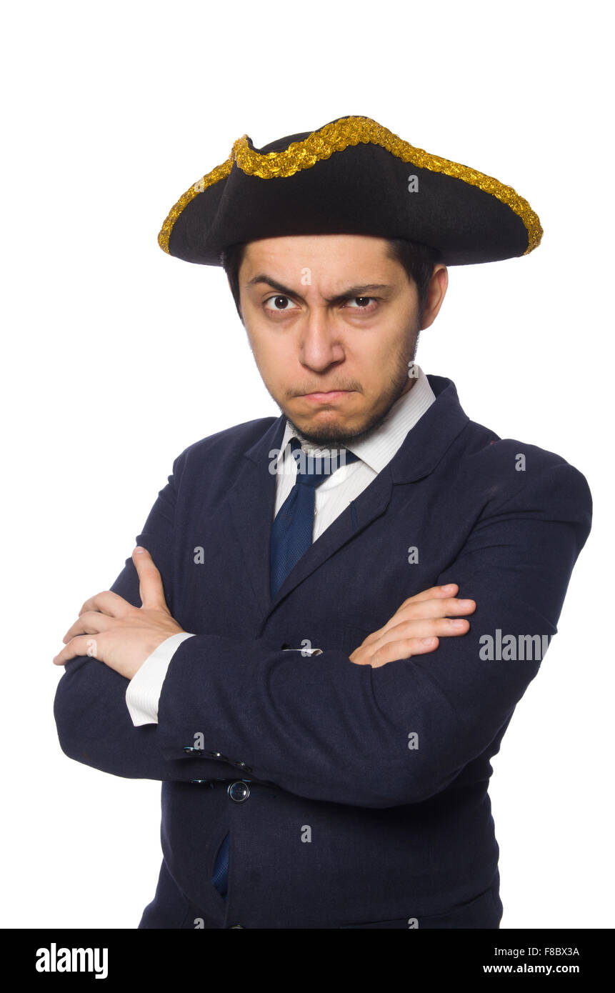 Young captain isolated on white Stock Photo - Alamy