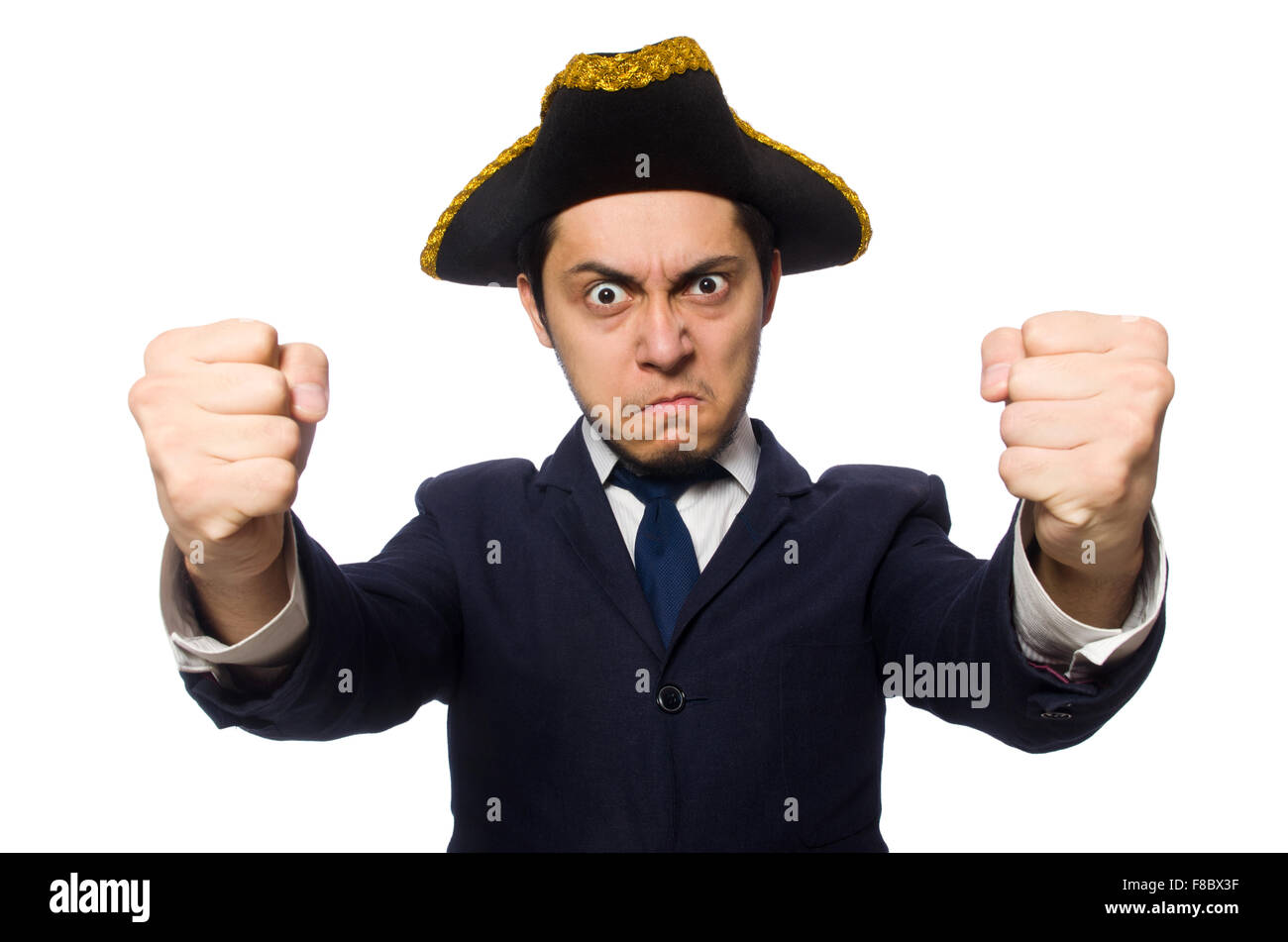 Young captain isolated on white Stock Photo - Alamy