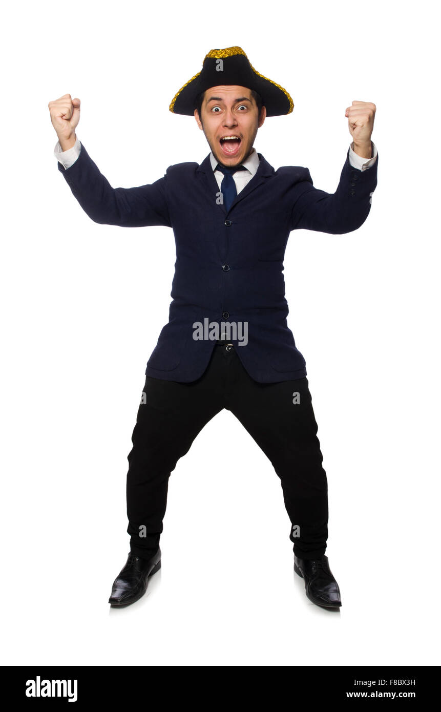 Young captain isolated on white Stock Photo - Alamy