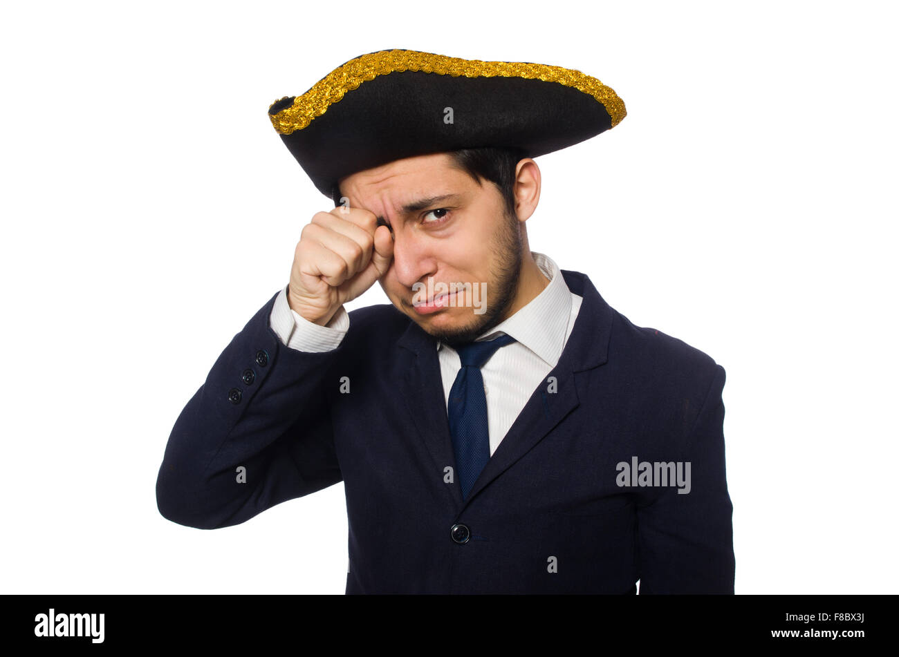 Young captain isolated on white Stock Photo - Alamy