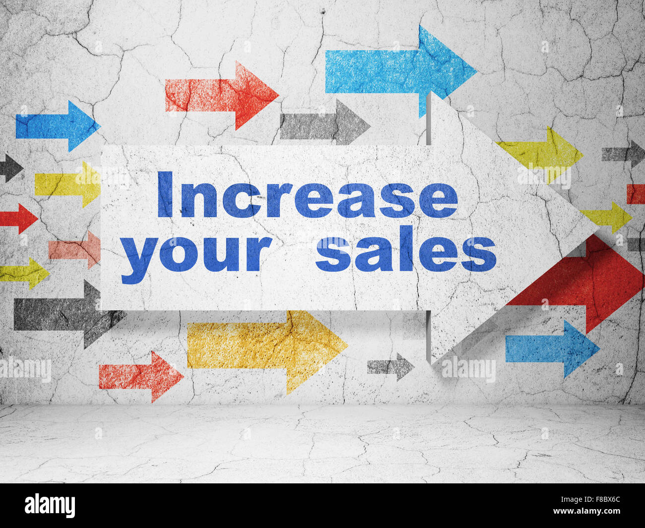 Finance concept: arrow with Increase Your Sales on grunge wall ...
