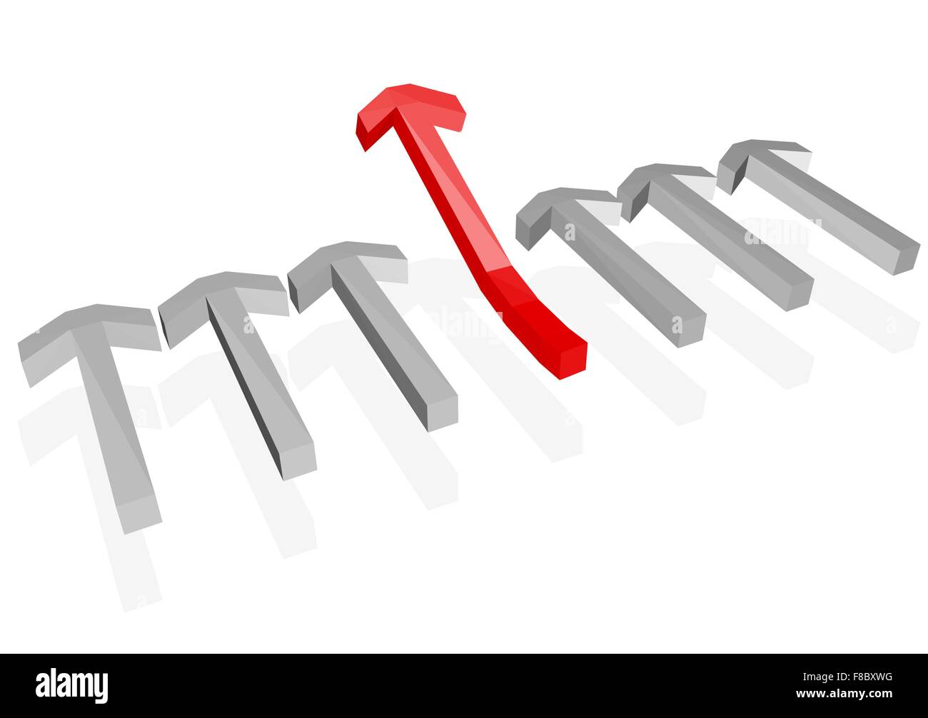 leader concept. red arrow leading a group of grey arrows Stock Vector ...