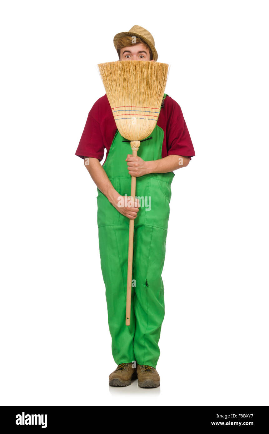 Man janitor isolated on the white Stock Photo - Alamy