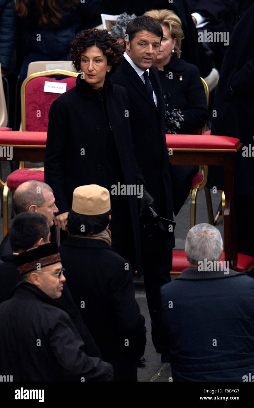 Vatican City. 8th December, 2015. Agnese Landini and Matteo Renzi ...