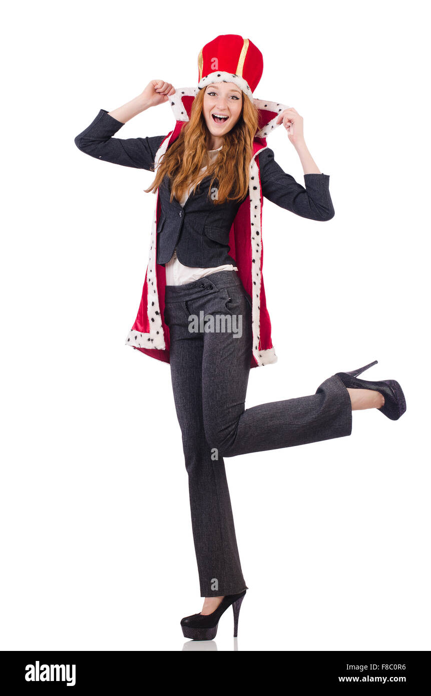 Woman queen isolated on the white background Stock Photo - Alamy