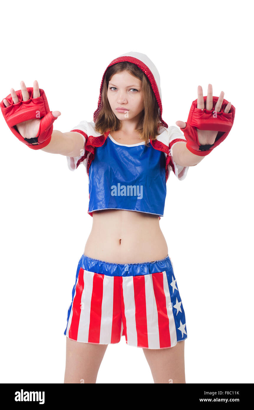 Woman boxer in uniform with US symbols Stock Photo - Alamy