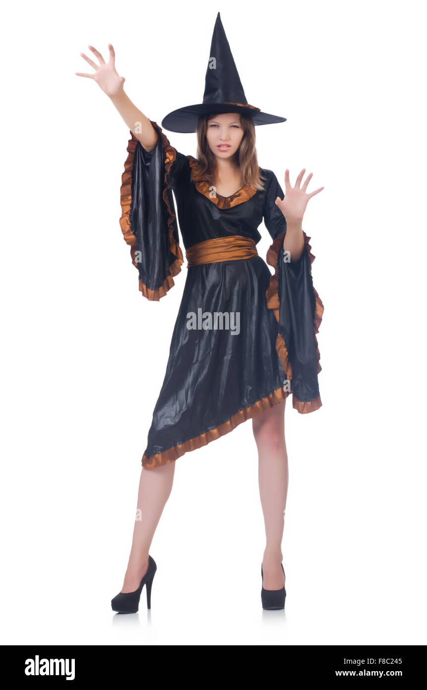 Witch isolated on the white background Stock Photo - Alamy