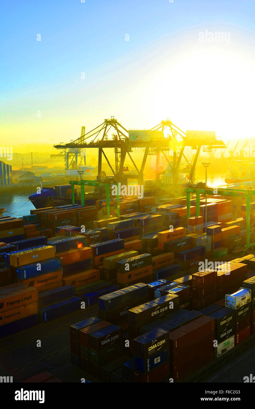 Casablanca Morocco container docks at dawn Stock Photo - Alamy