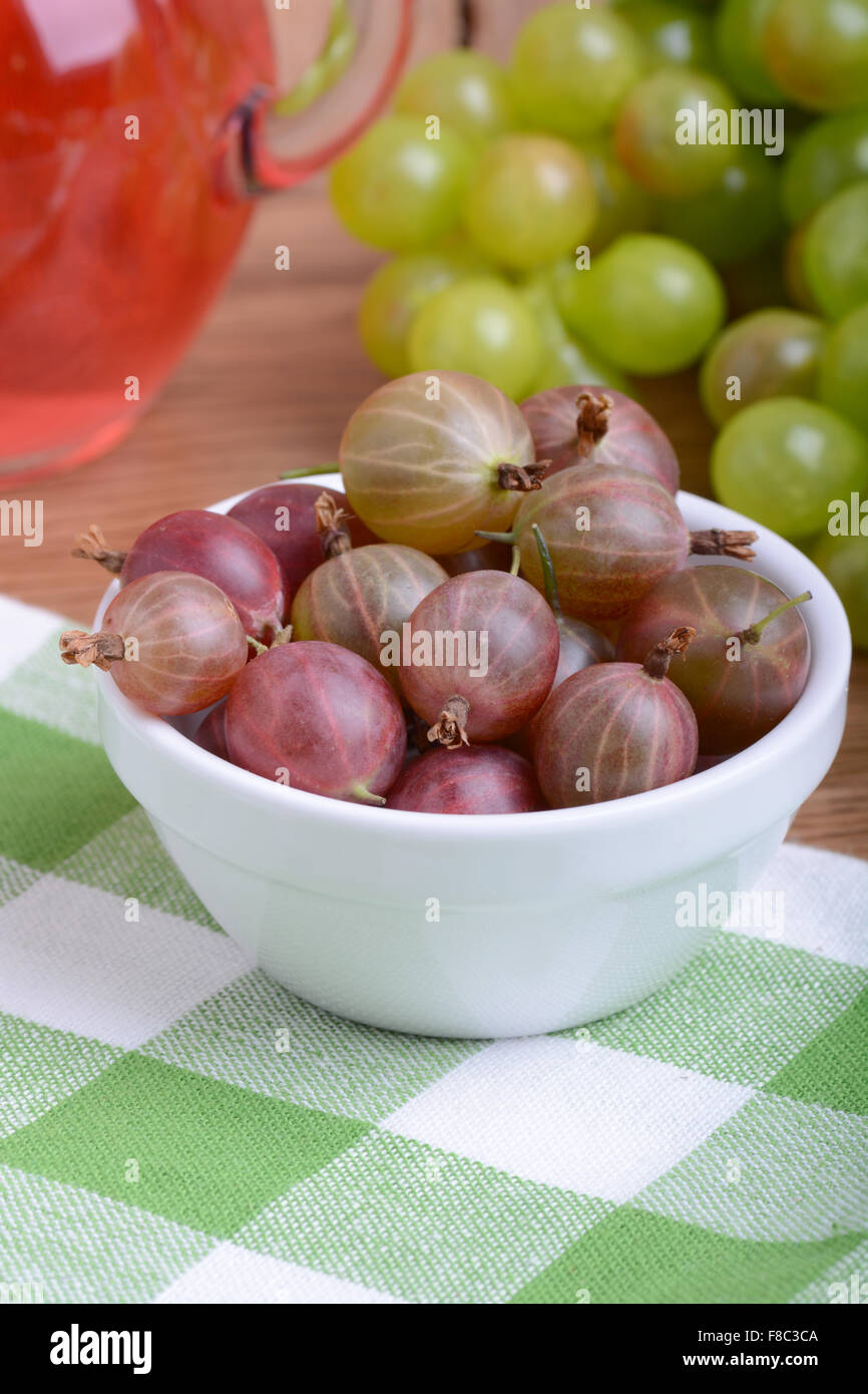 gooseberry and grapes health food concept Stock Photo - Alamy
