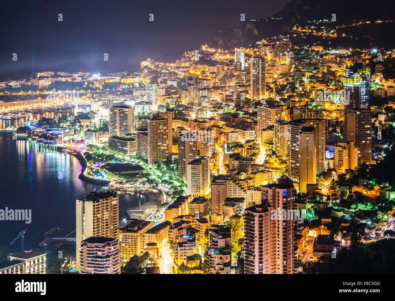 Night view of Monaco from mountain Stock Photo - Alamy