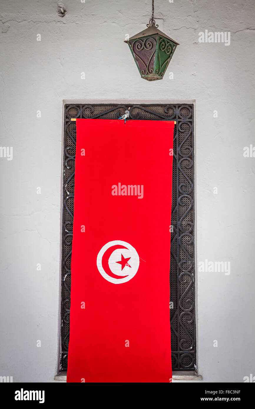 detail of Medina in Sousse, Tunisia with flag Stock Photo - Alamy
