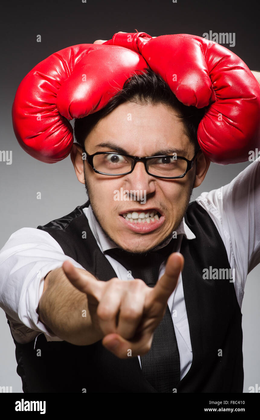 Funny boxer businessman in sport concept Stock Photo - Alamy