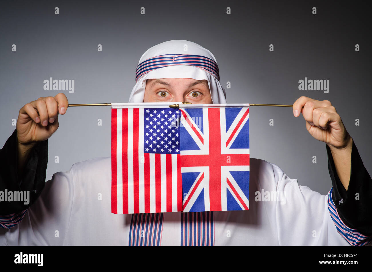 Arab man with united kingdom flag Stock Photo - Alamy