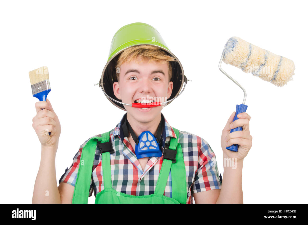 Funny painter isolated on white Stock Photo - Alamy Funny painter isolated on white Stock Photo - Alamy