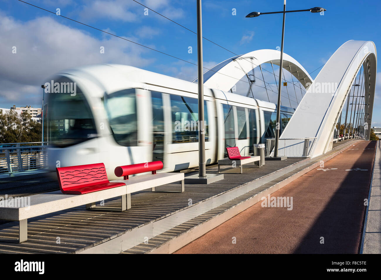 Tramway crossing the bridge, Lyon, France Stock Photo - Alamy