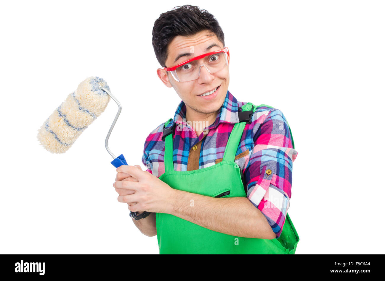 Funny painter isolated on white Stock Photo - Alamy