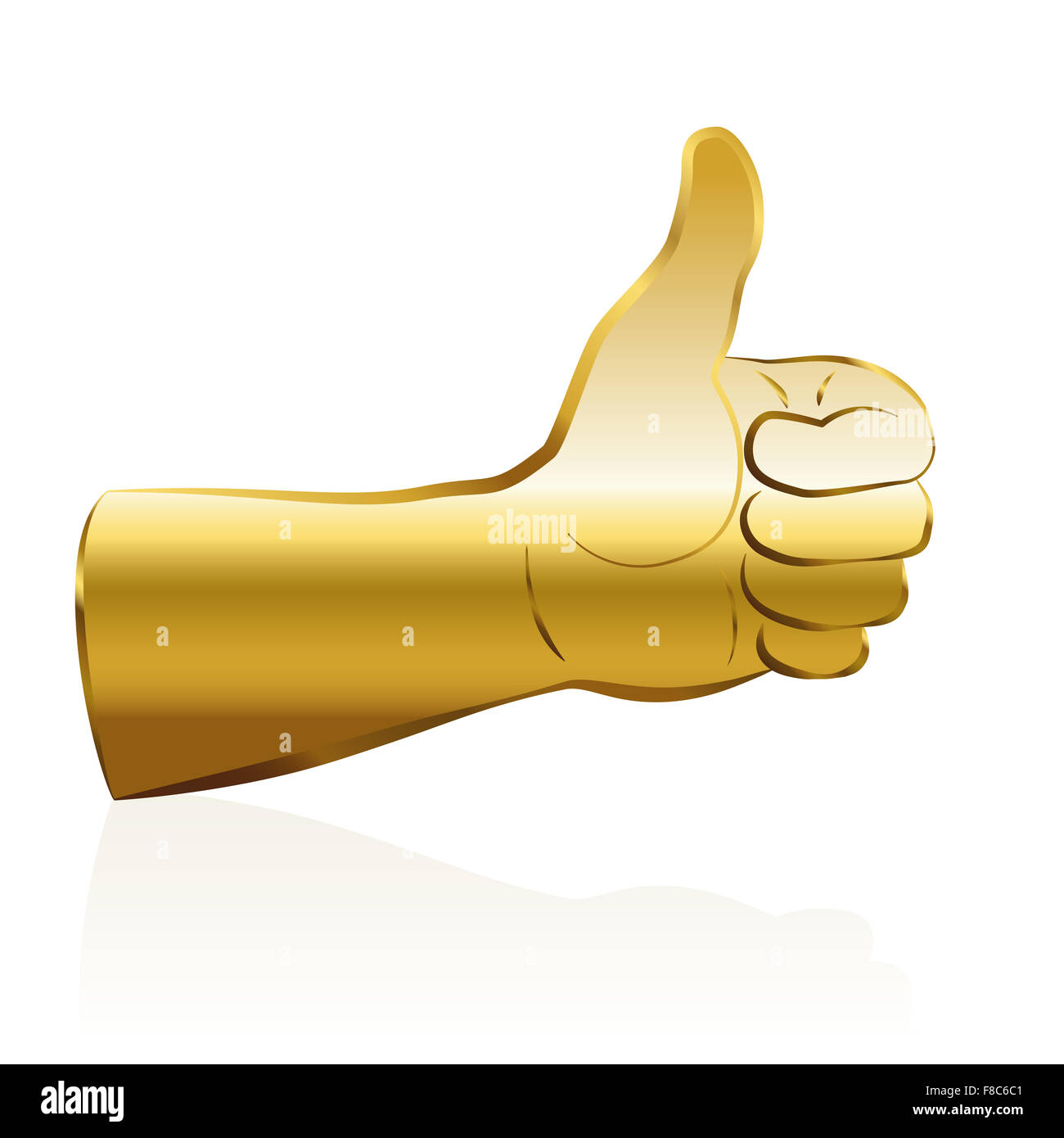 Thumbs up - golden colored, a symbol for success. Illustration on white ...