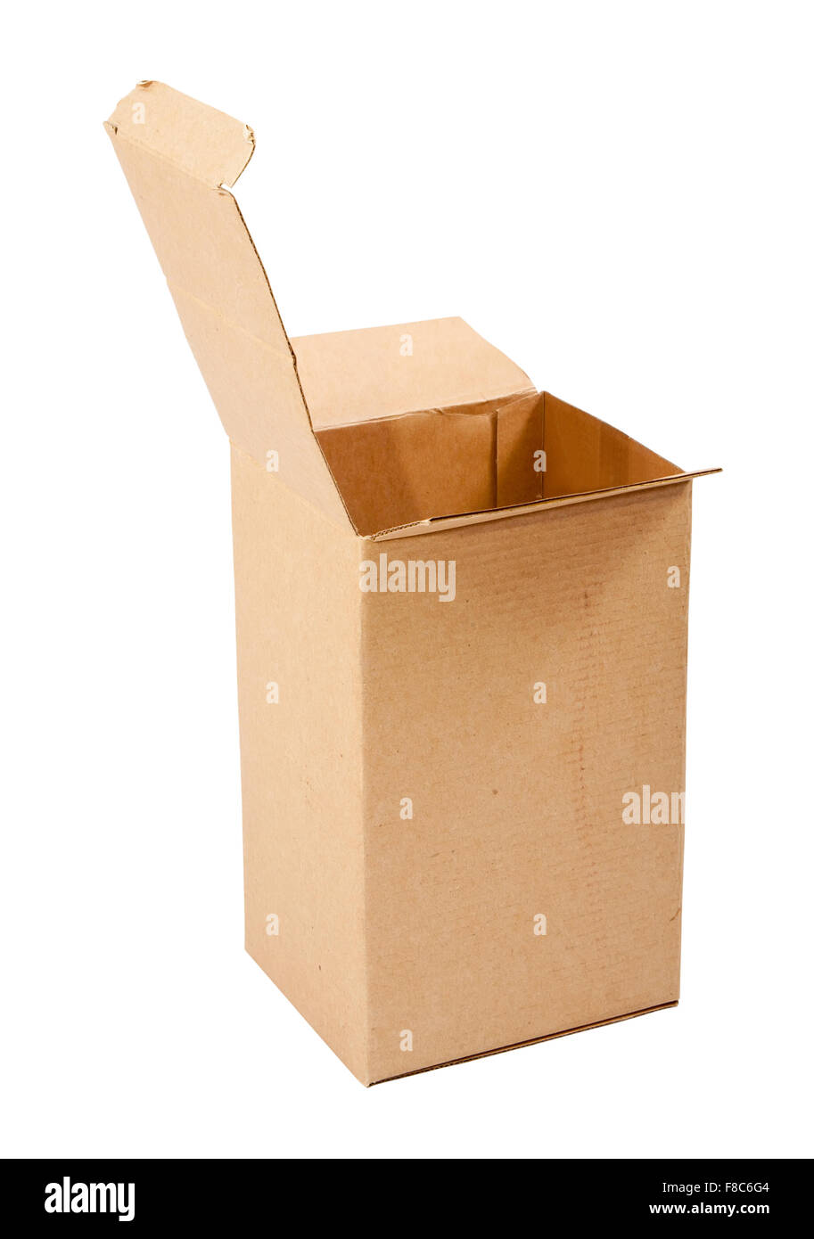 Open cardboard box. Isolated over white background Stock Photo - Alamy