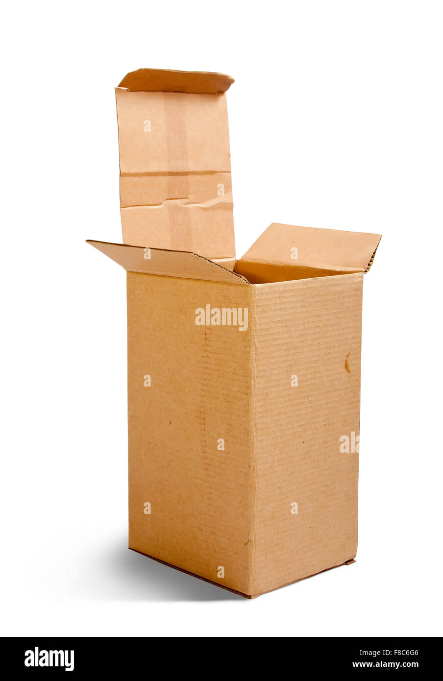 Open cardboard box. Isolated over white background Stock Photo - Alamy