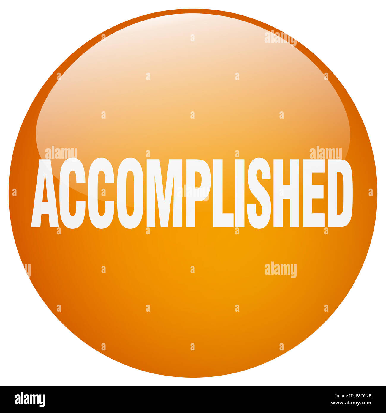 accomplished orange round gel isolated push button Stock Photo - Alamy