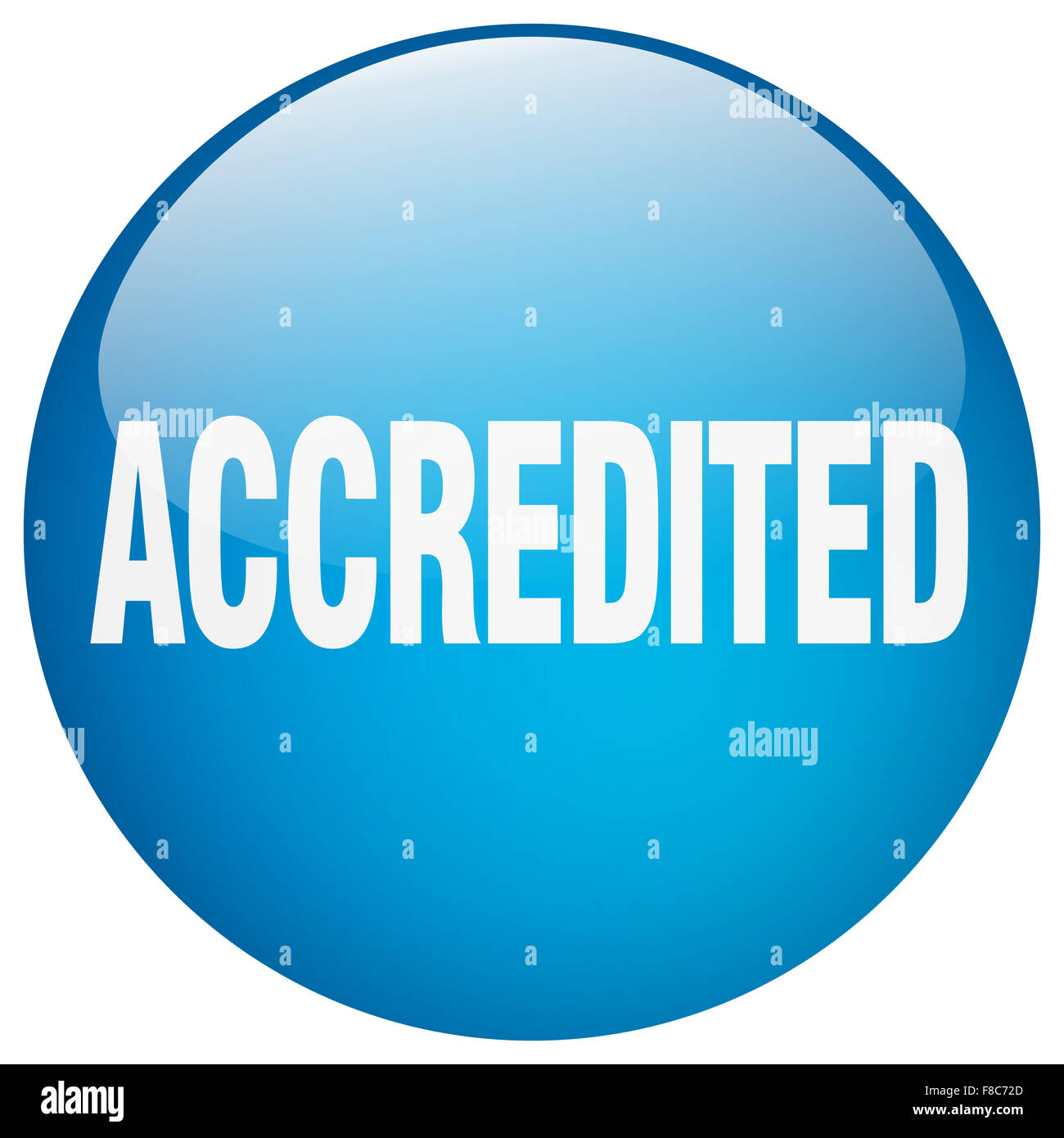 accredited blue round gel isolated push button Stock Photo - Alamy