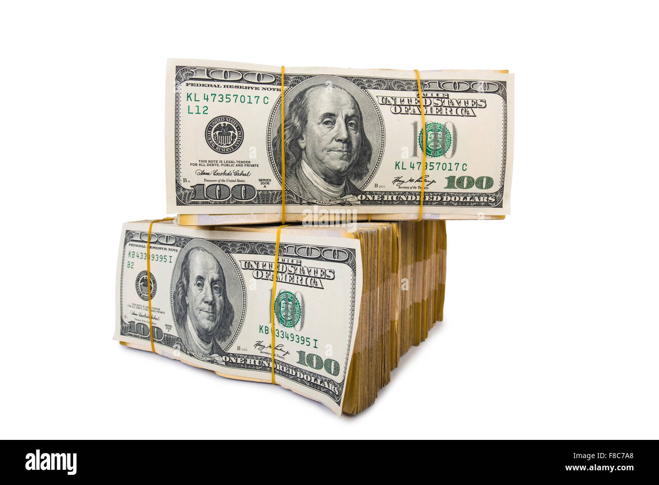 American dollar stack isolated on the white Stock Photo - Alamy