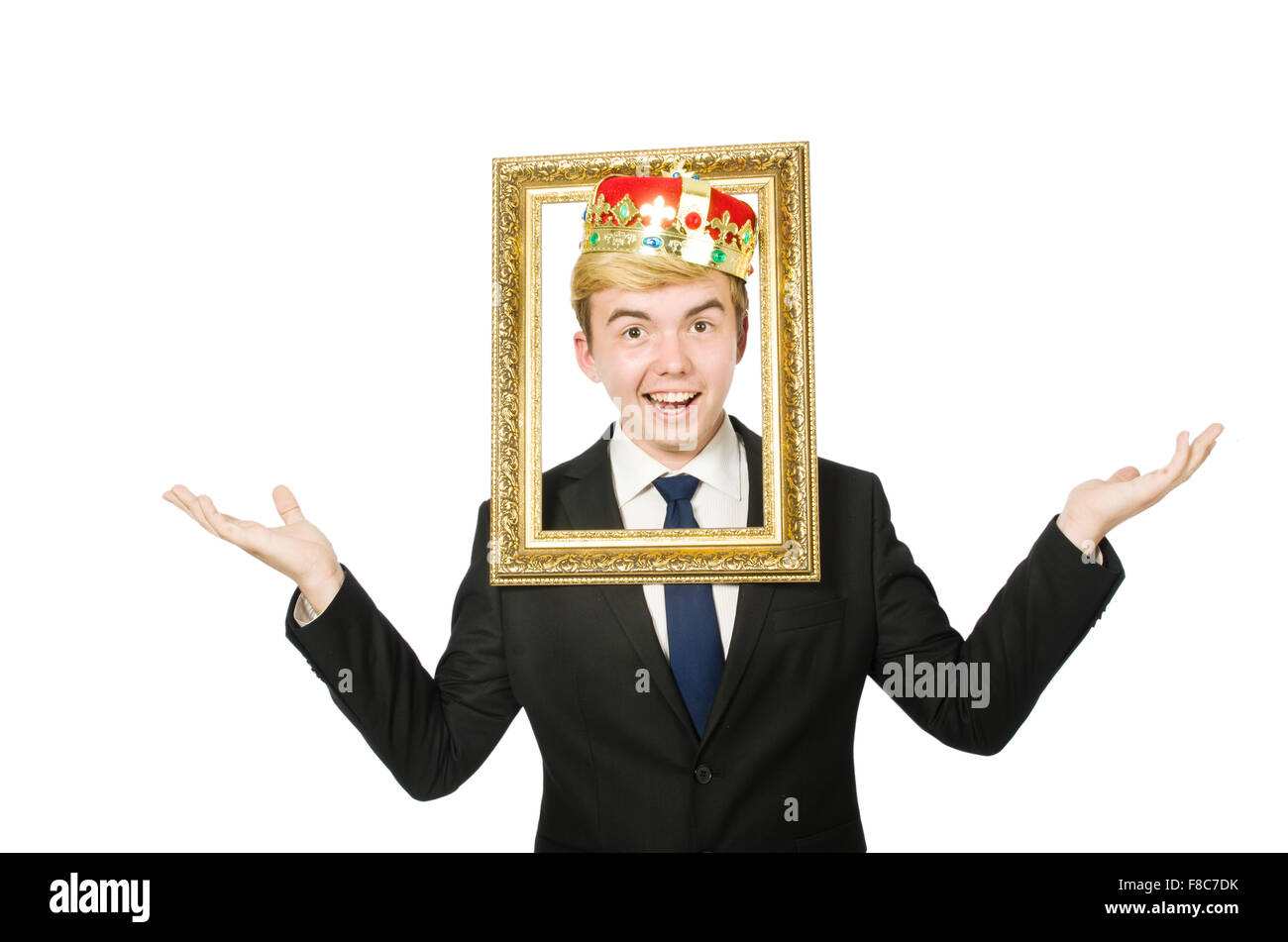Man with picture frame isolated on the white Stock Photo - Alamy