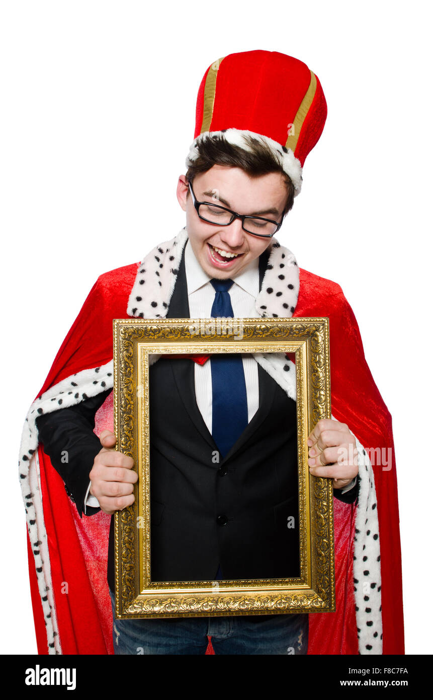 Man with picture frame isolated on the white Stock Photo - Alamy