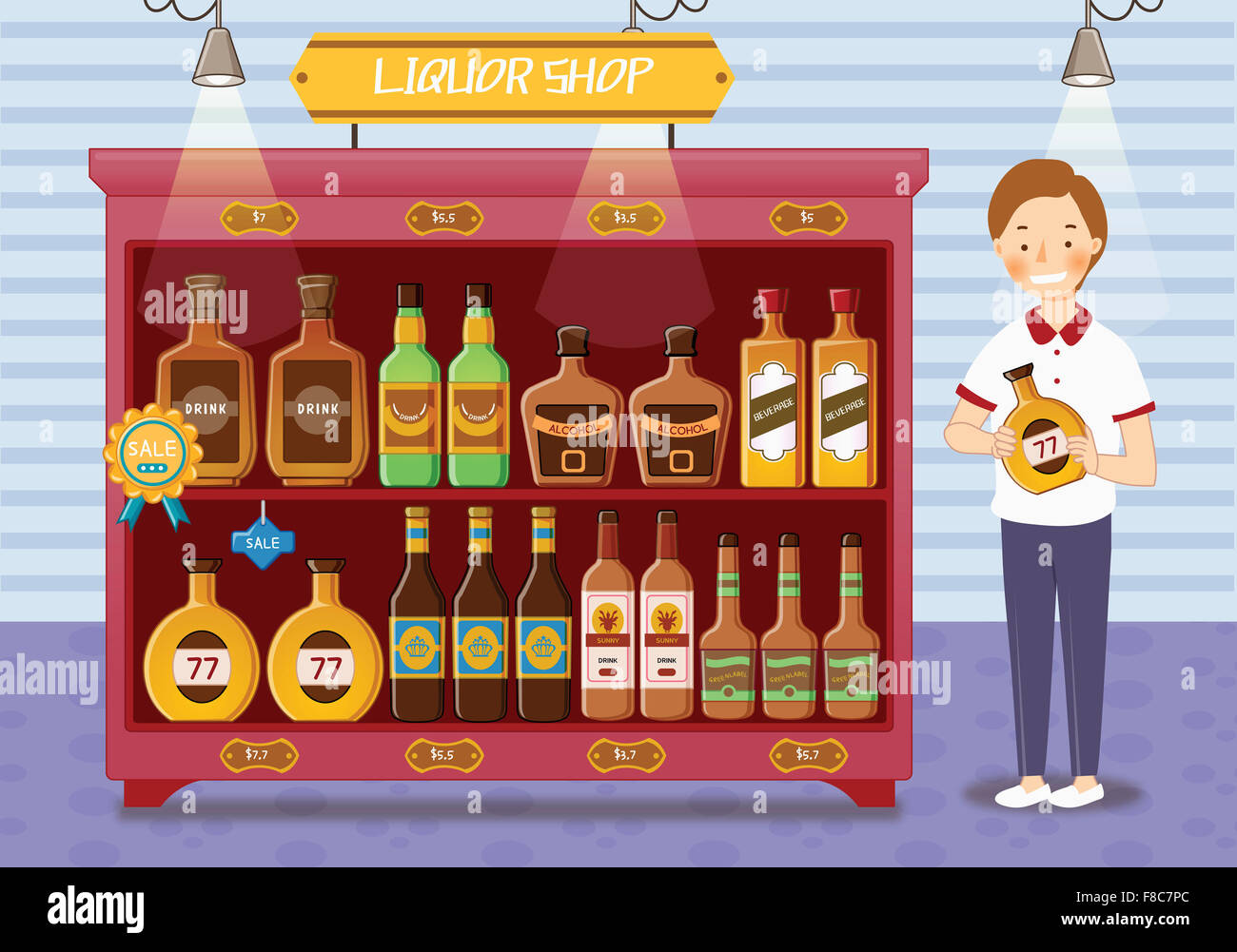 Man holding a bottle at liquor shop Stock Photo - Alamy