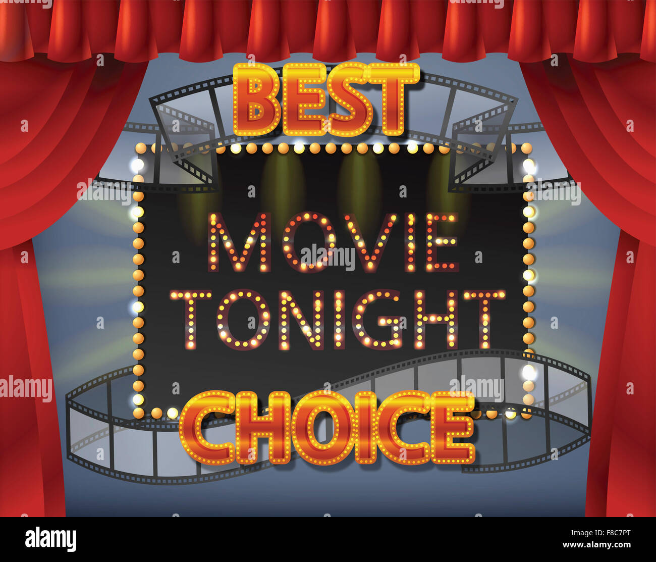 Neon sign on stage for movie advertising Stock Photo - Alamy