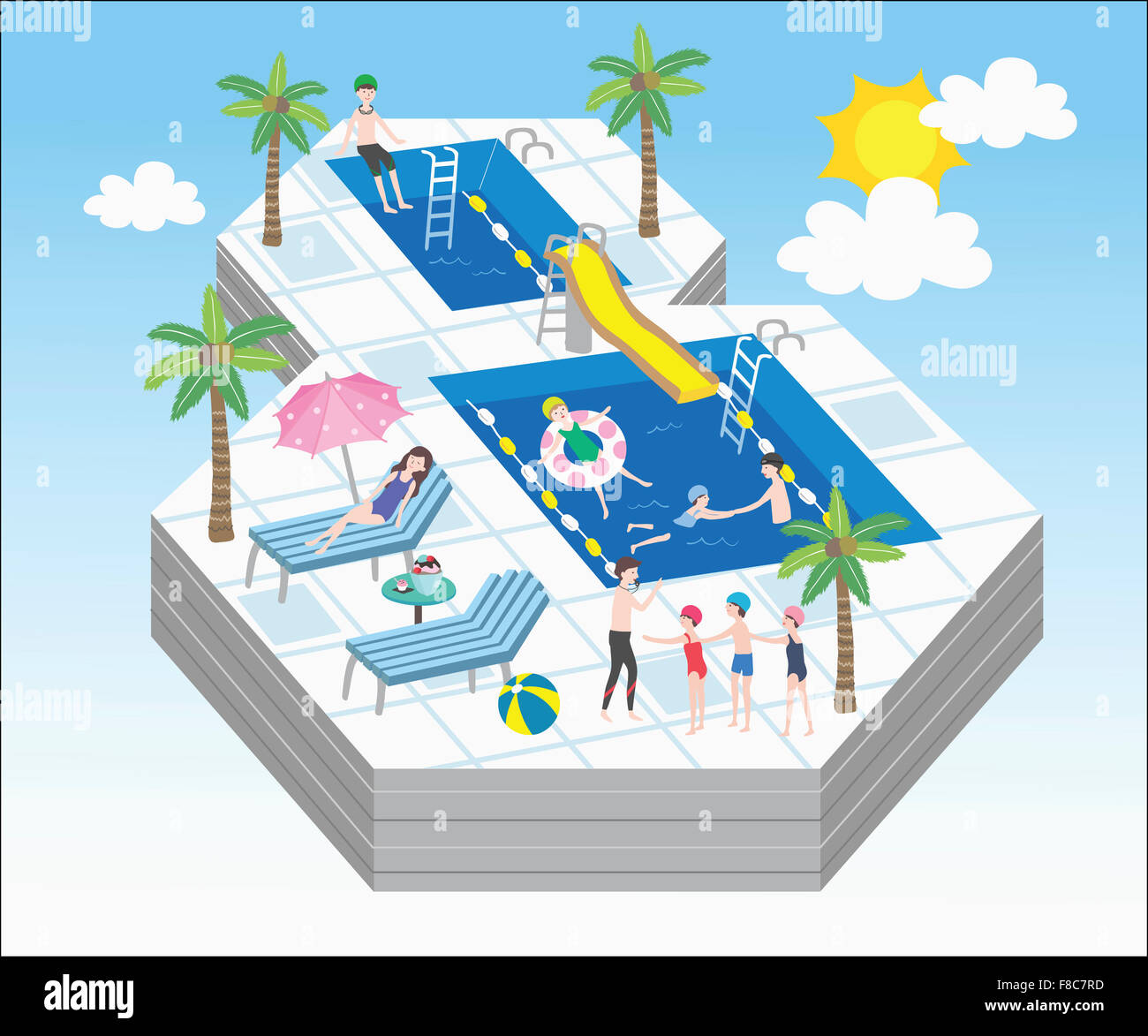 People at outdoor swimming pool in summer Stock Photo - Alamy