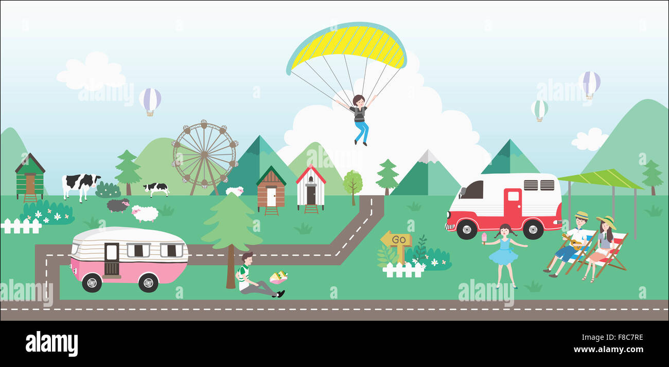 People enjoying summer vacation in the open air Stock Photo - Alamy