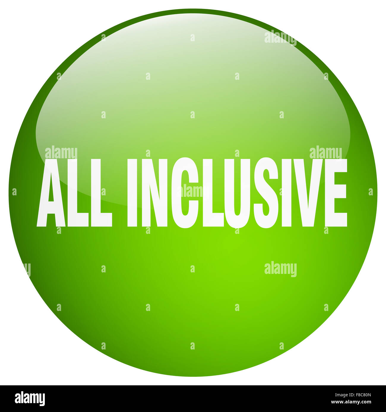 all inclusive green round gel isolated push button Stock Photo - Alamy