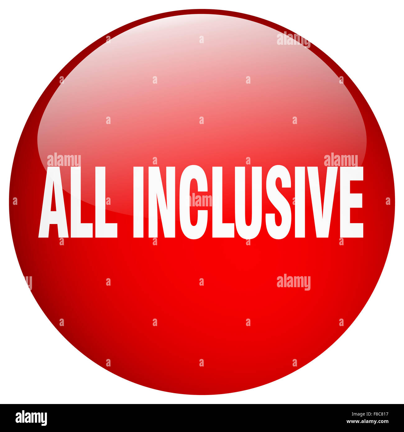 all inclusive red round gel isolated push button Stock Photo - Alamy