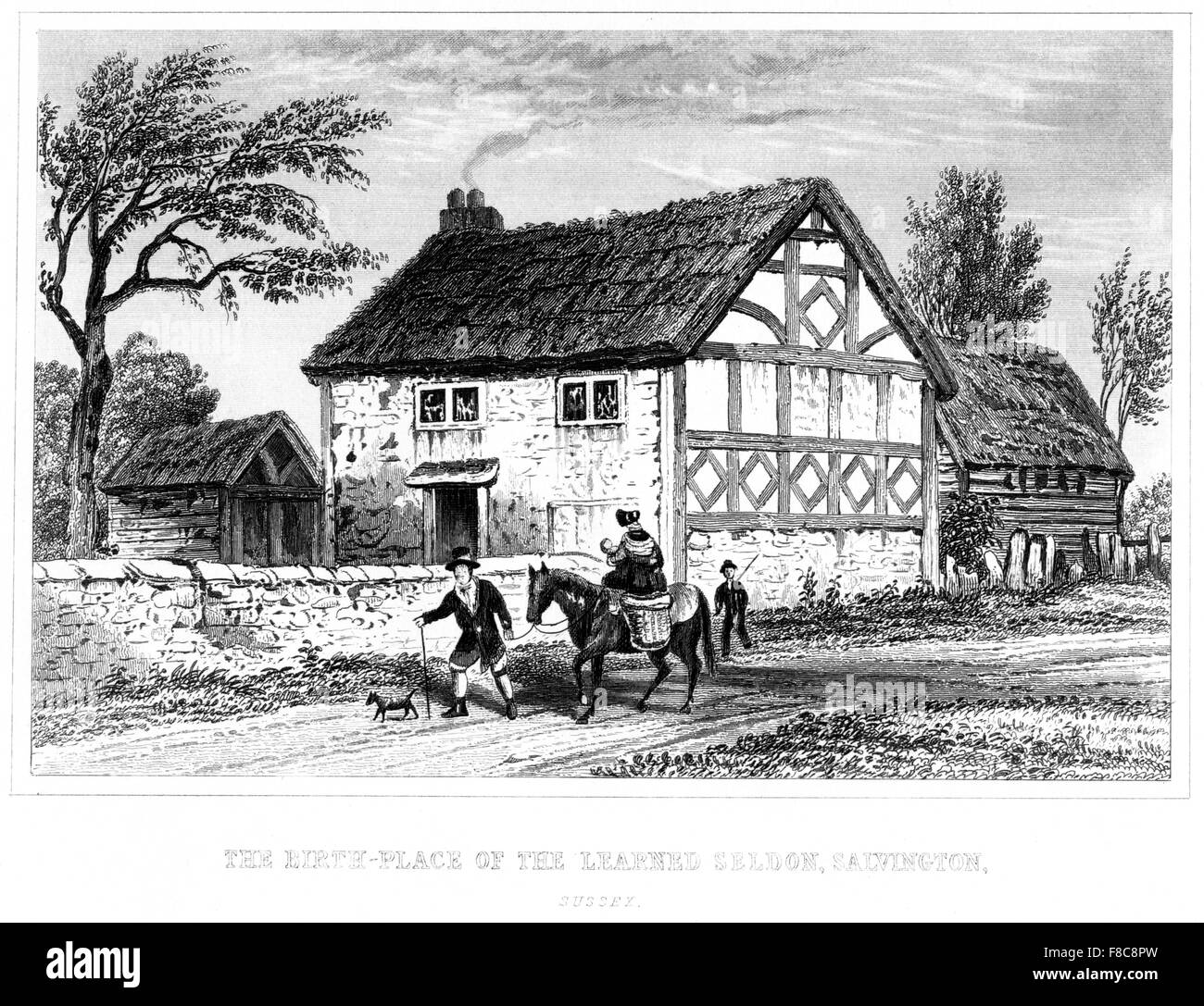 An engraving of The Birth-place of the Learned Seldon, Salvington ...