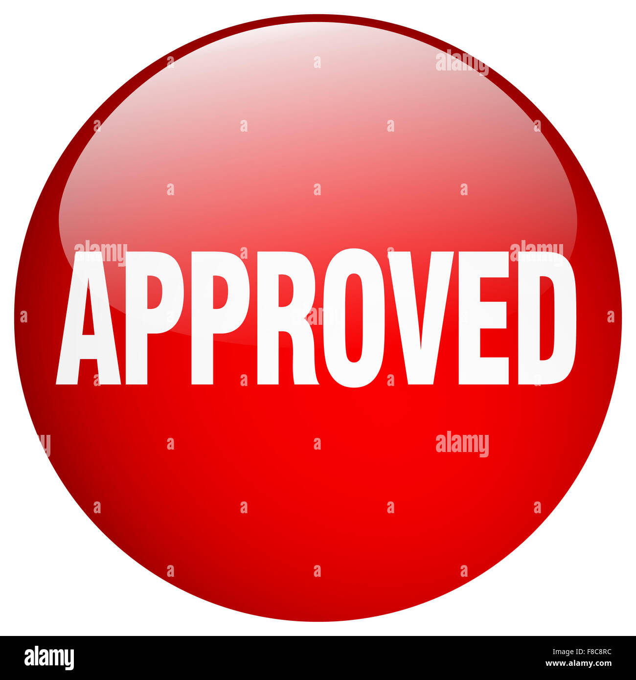 approved red round gel isolated push button Stock Photo - Alamy
