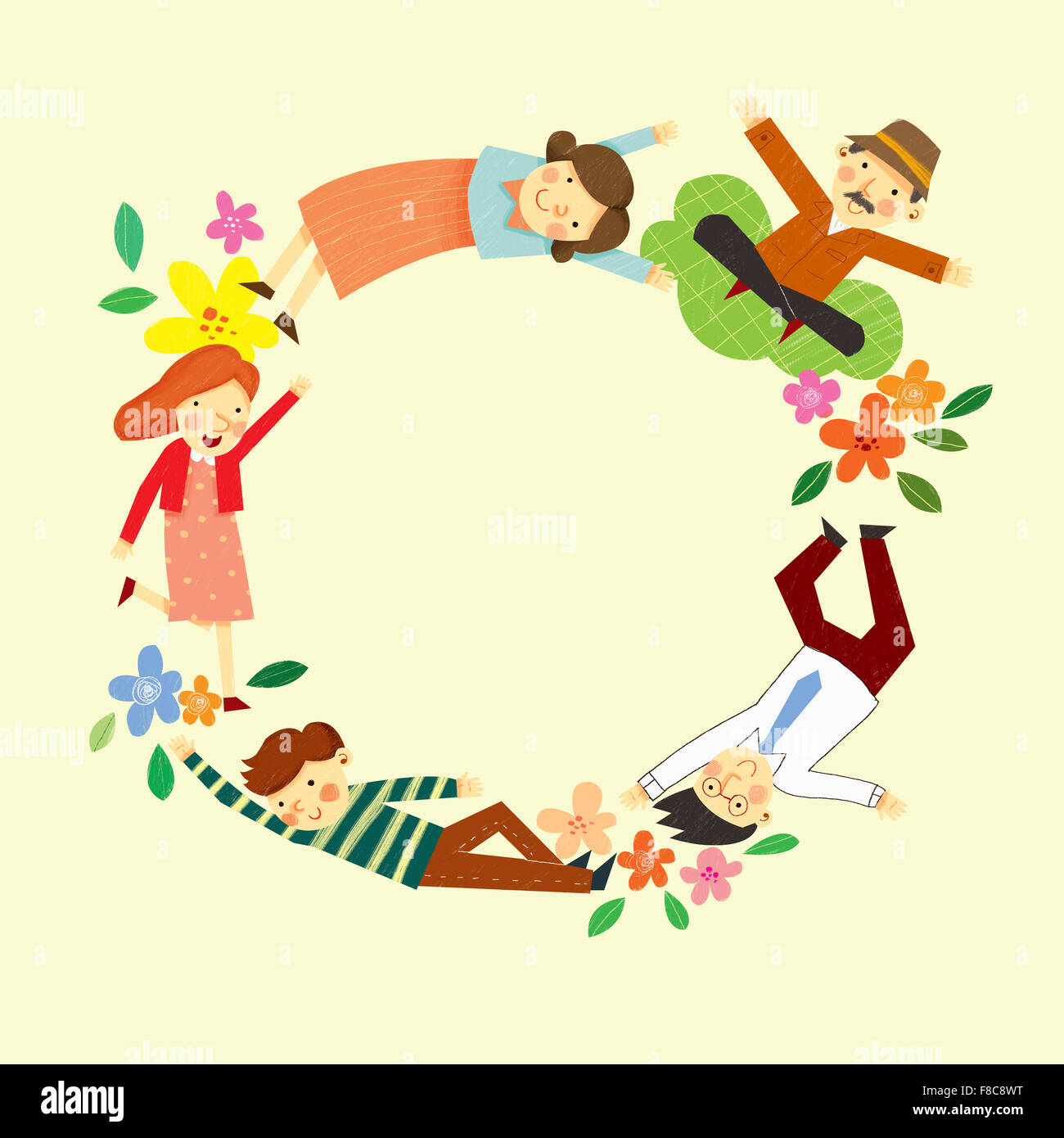 Harmonious family making a circle frame Stock Photo - Alamy
