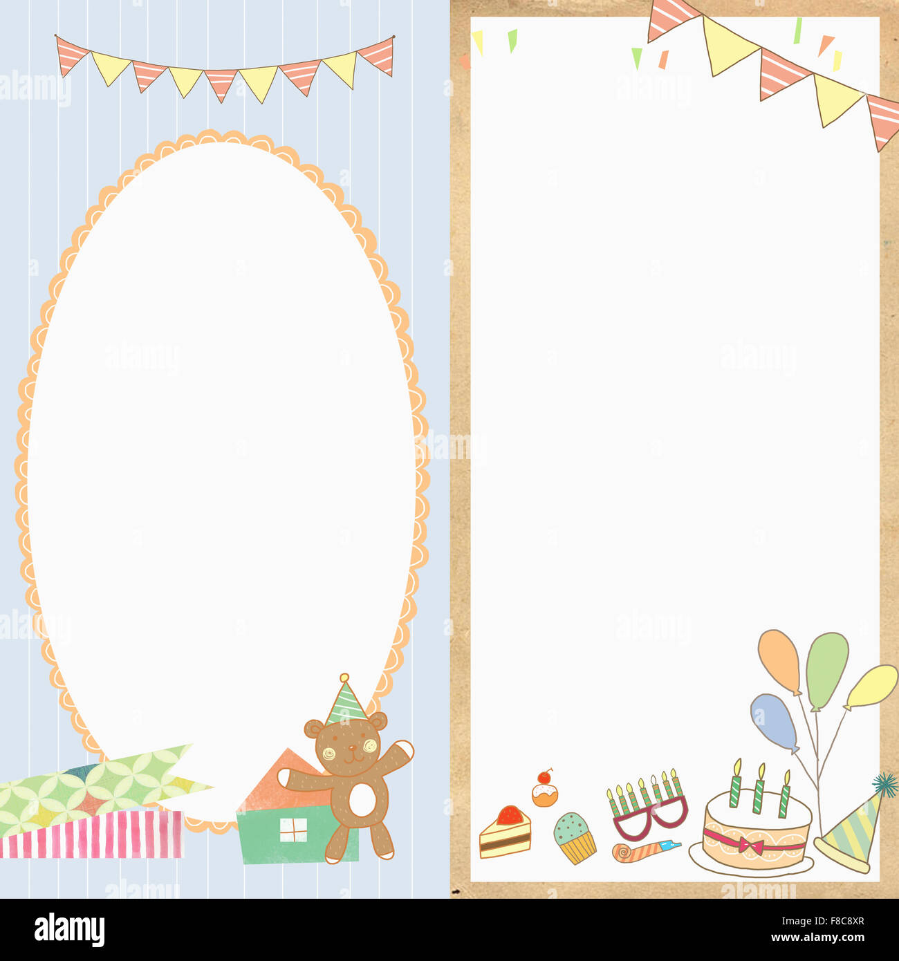 Letter paper design with bear at party Stock Photo - Alamy